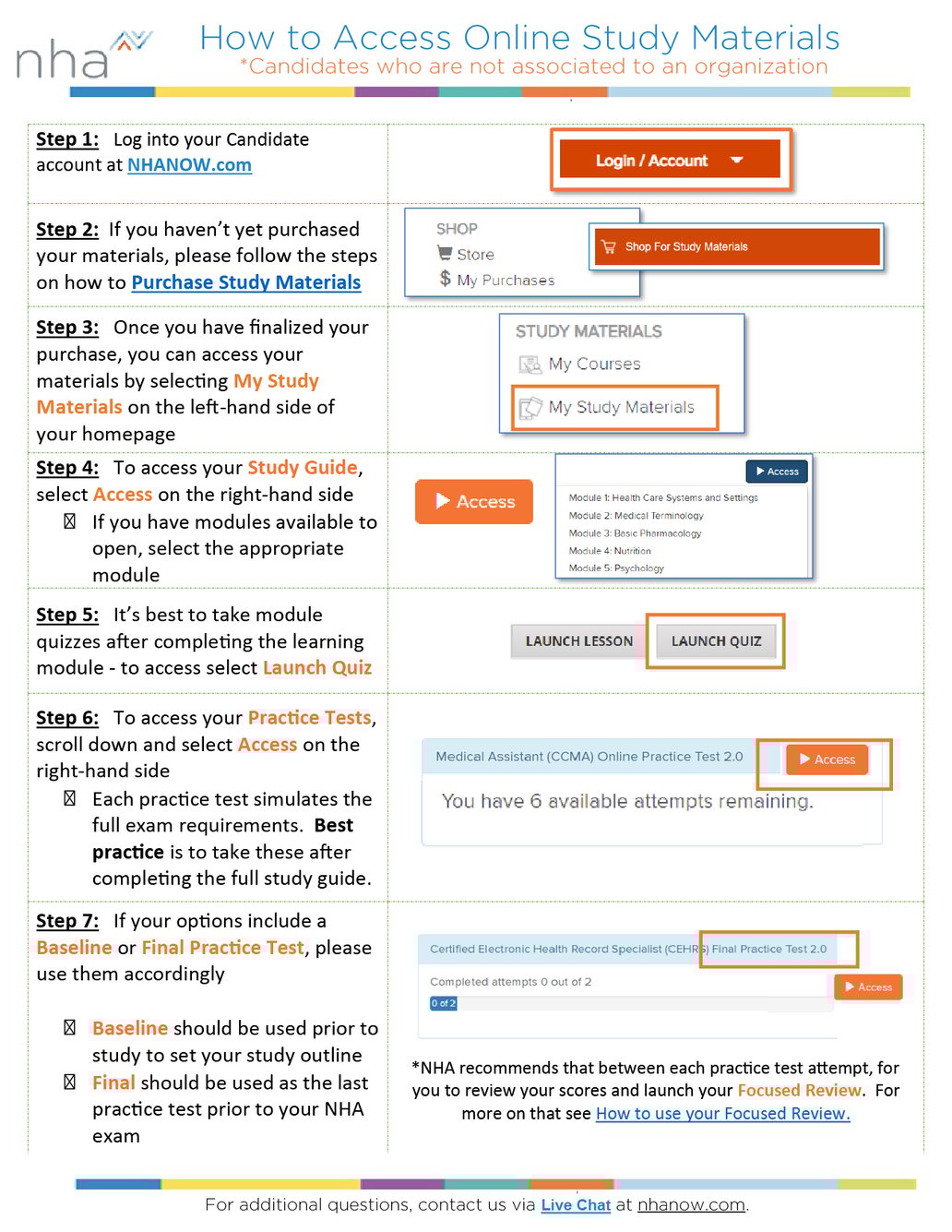Accessing Online Study Materials as an Individual