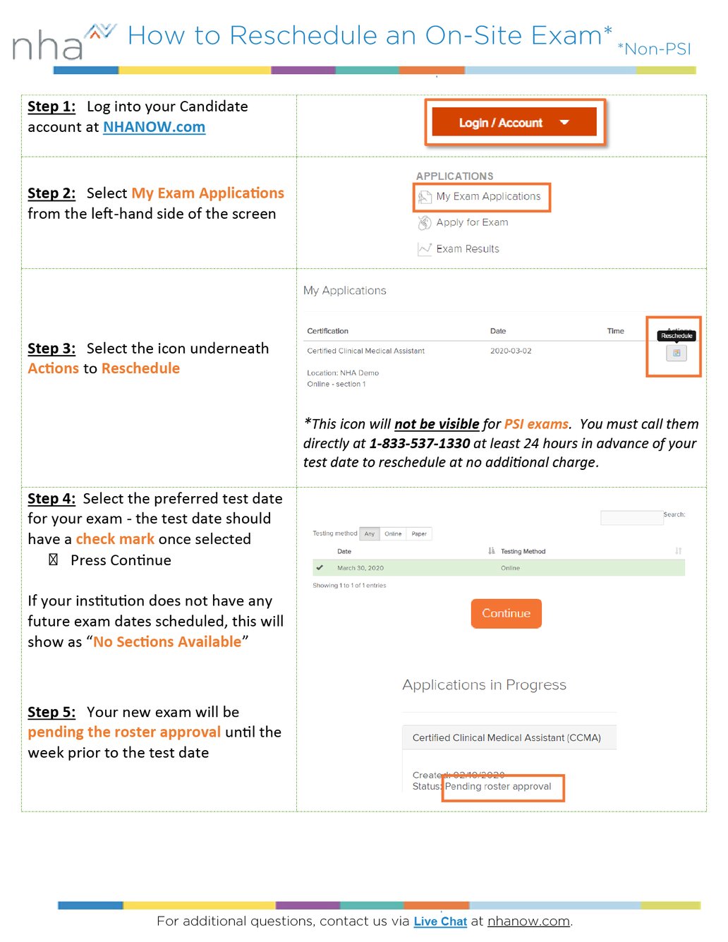 How to Reschedule an On-site Exam