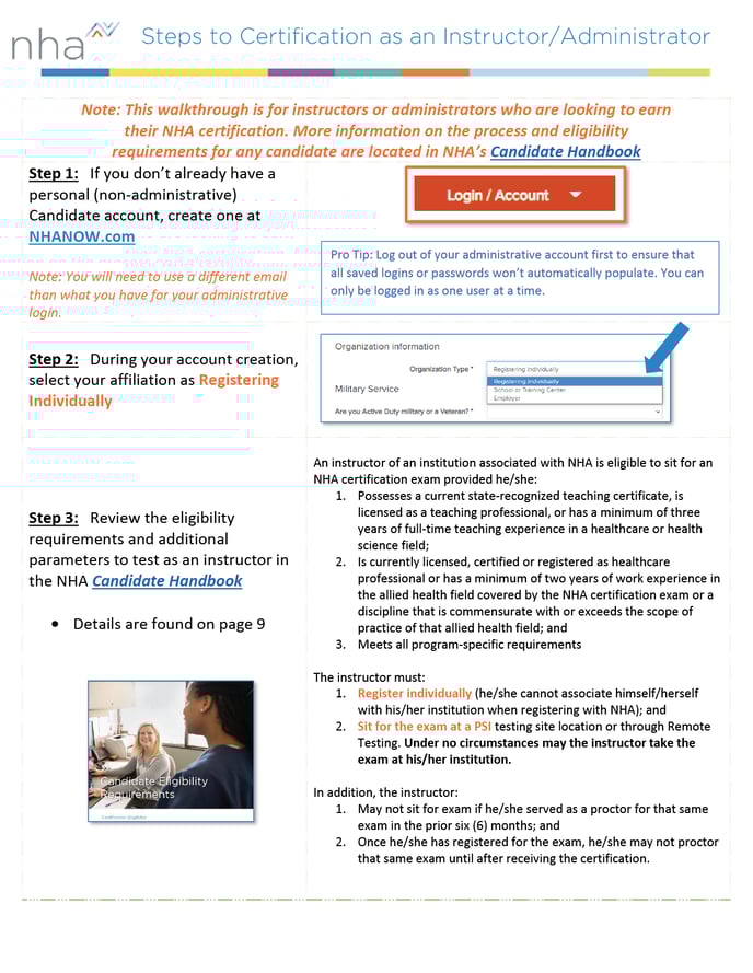 Steps to Certification as an Instructor/Administrator