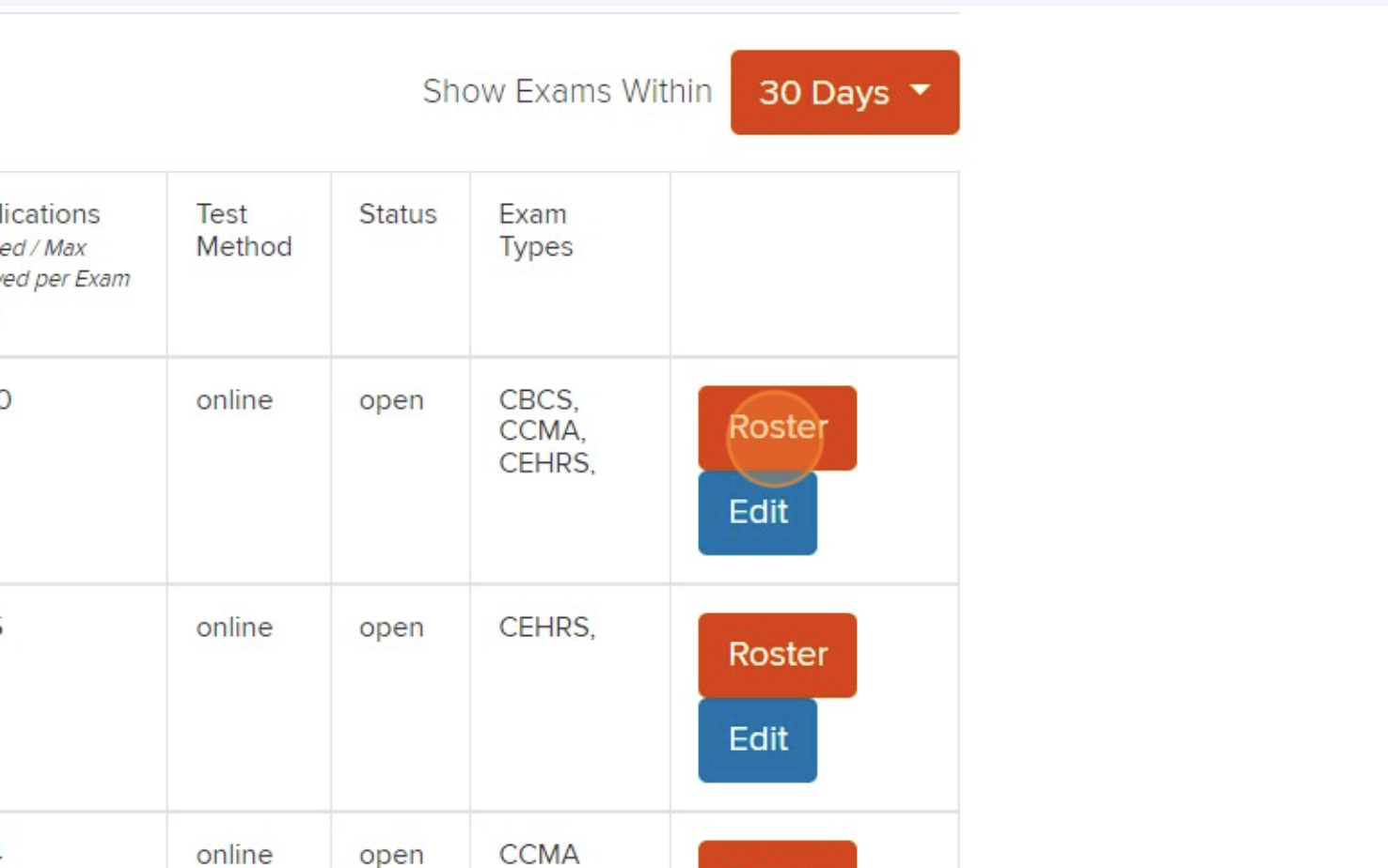 Approving a Roster for an NHA Exam