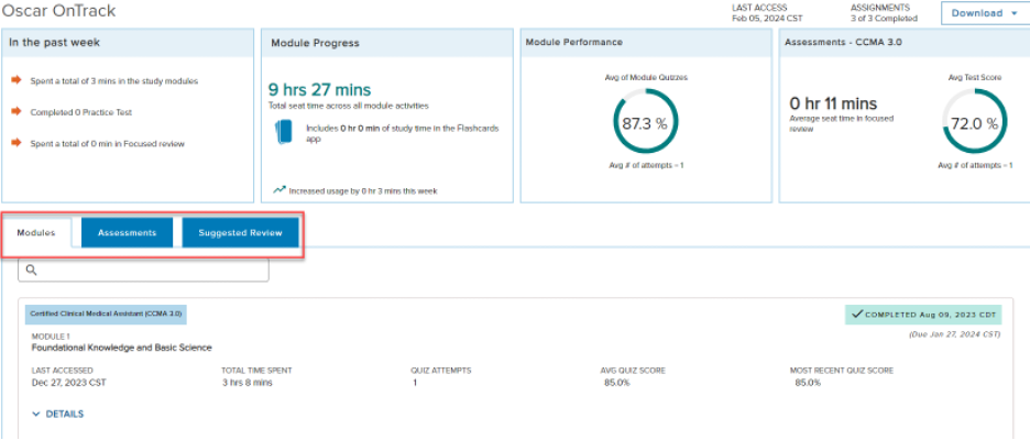 How to View Study Material Reporting
