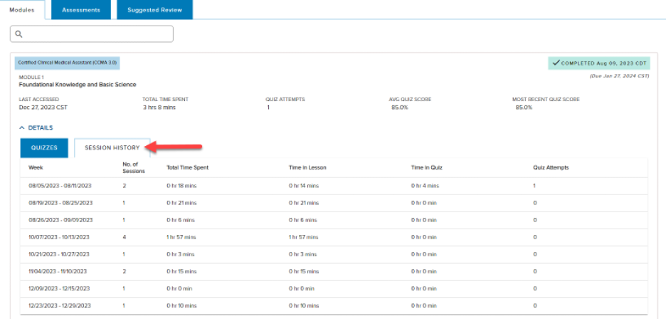 How to View Study Material Reporting